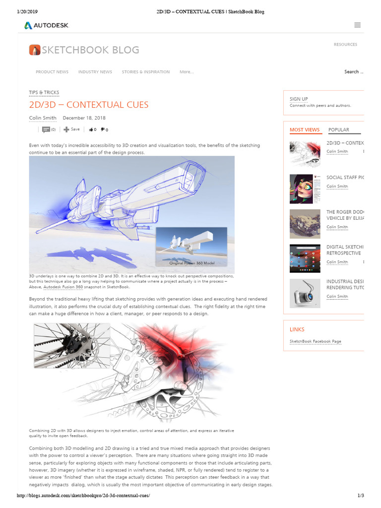 2D - 3D - CONTEXTUAL CUES - SketchBook Blog | PDF | 3 D Computer Graphics
