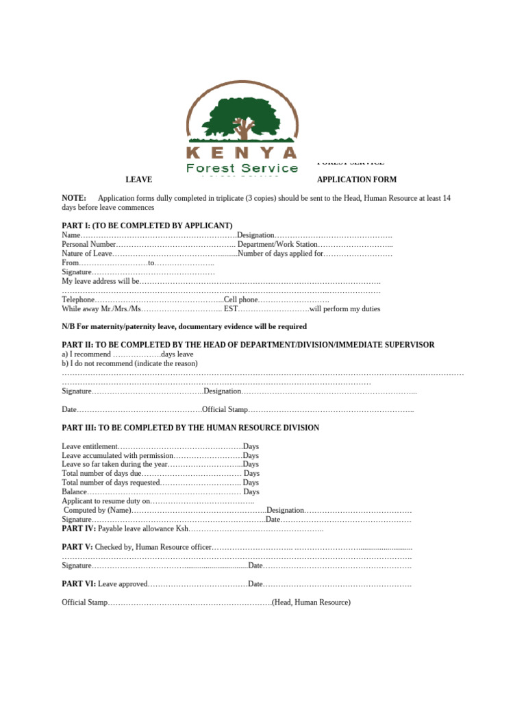 KFS Revised Leave Form | PDF