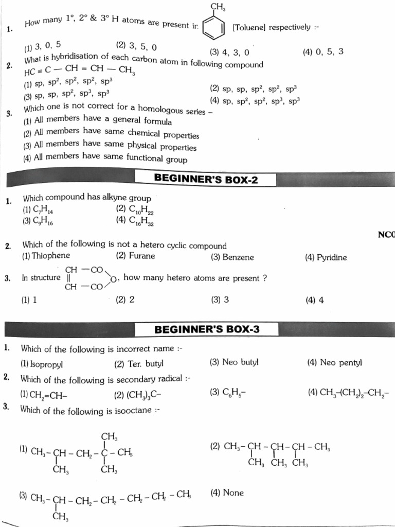 BOC and nomenclature Questions | PDF
