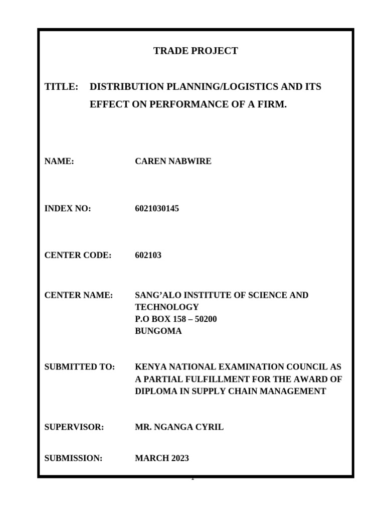 Mutonyi Isaac Mandela TP Supply | PDF