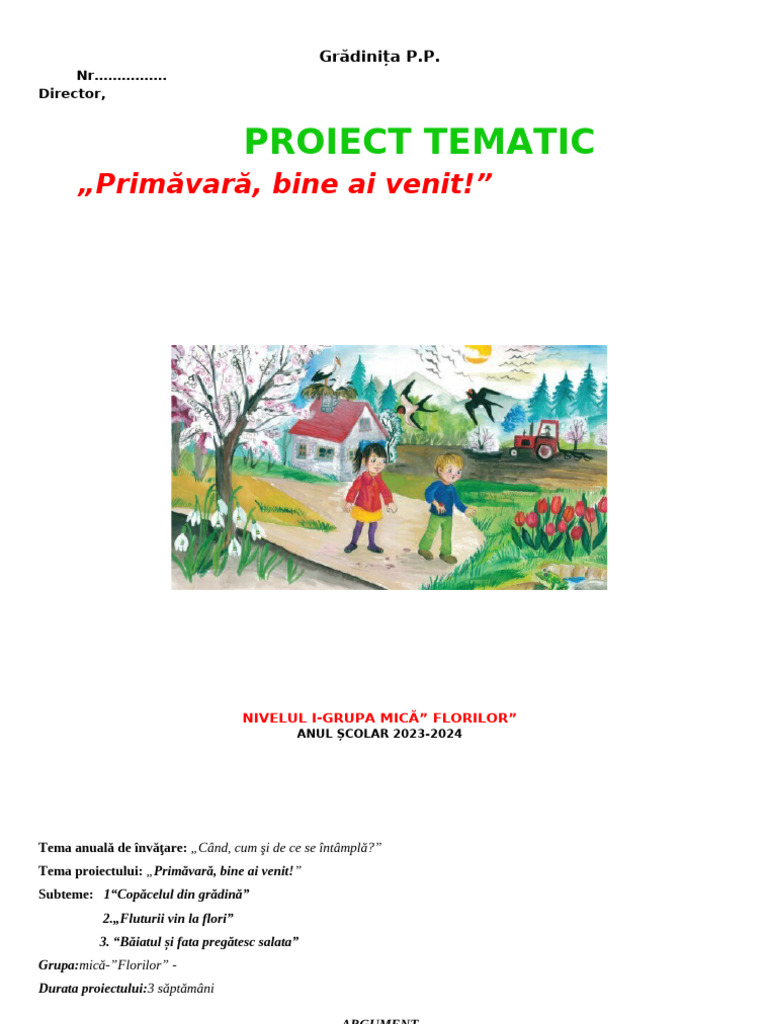 Proiect Tematic Primavara | PDF