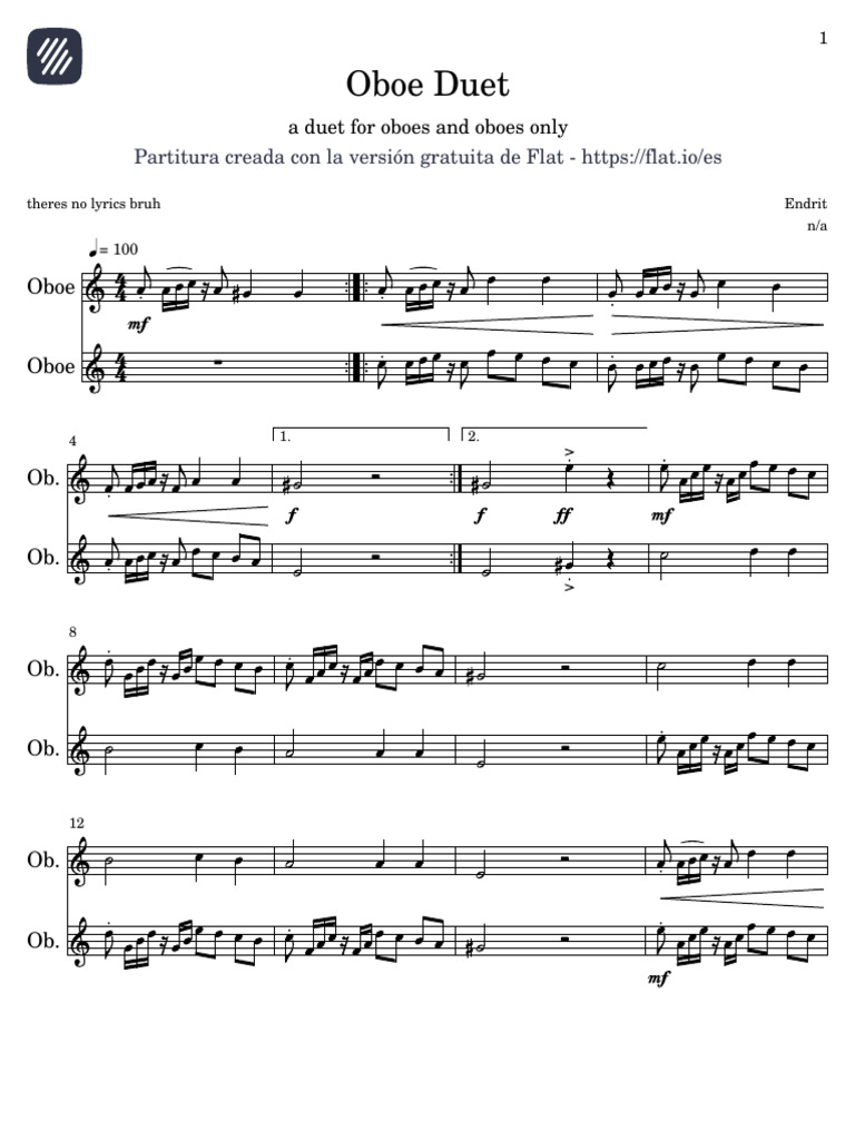Oboe Duet 20244121034128 | PDF