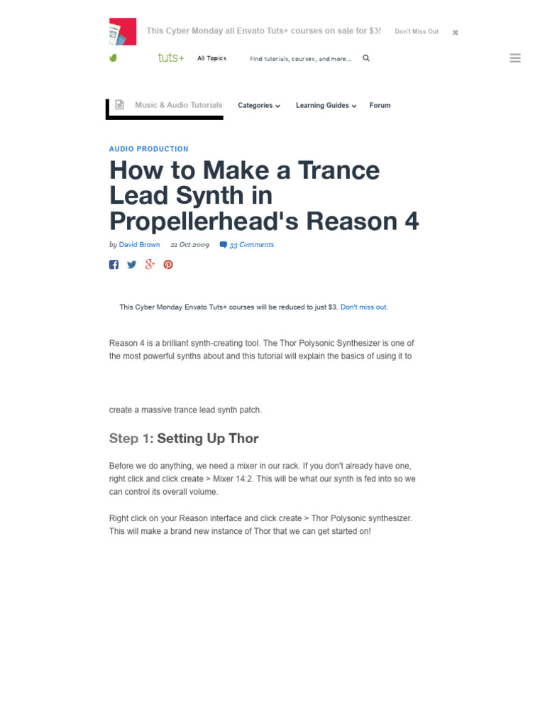 Make a Trance Lead Synth in Propellerhead's Reason 4 | PDF