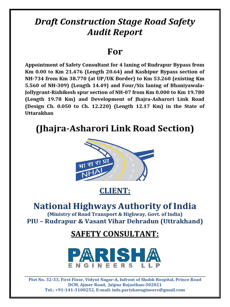 Draft Road Safety Audit Report - 4. Jhajra-Asharori Link Road | PDF ...
