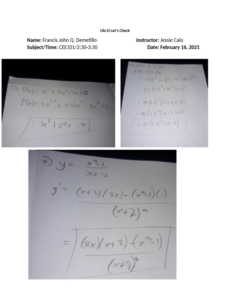 CEE101 W1 Ulo1D let'SCheck | PDF