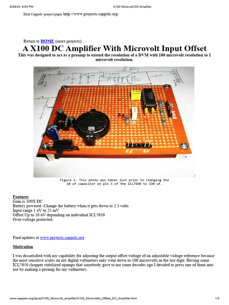 X100 Microvolt DC Amplifier | PDF