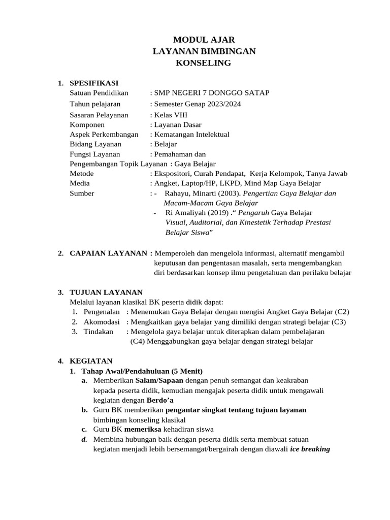 Modul BK Kelas VIII | PDF