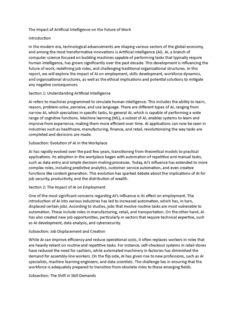The Impact of Artificial Intelligence On The Future of Work | PDF