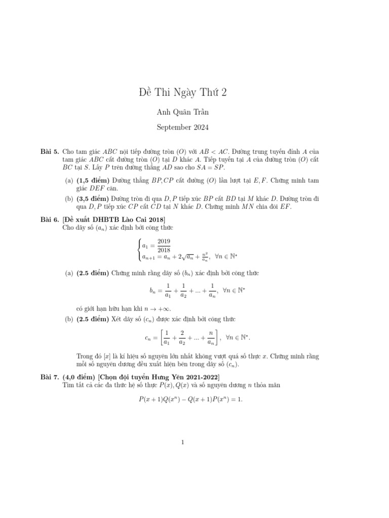 Đề Thi Thử VMO 2 | PDF