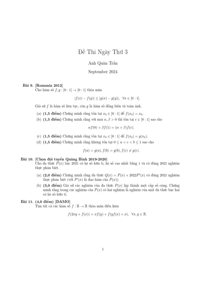 Đề Thi Thử VMO 3 | PDF