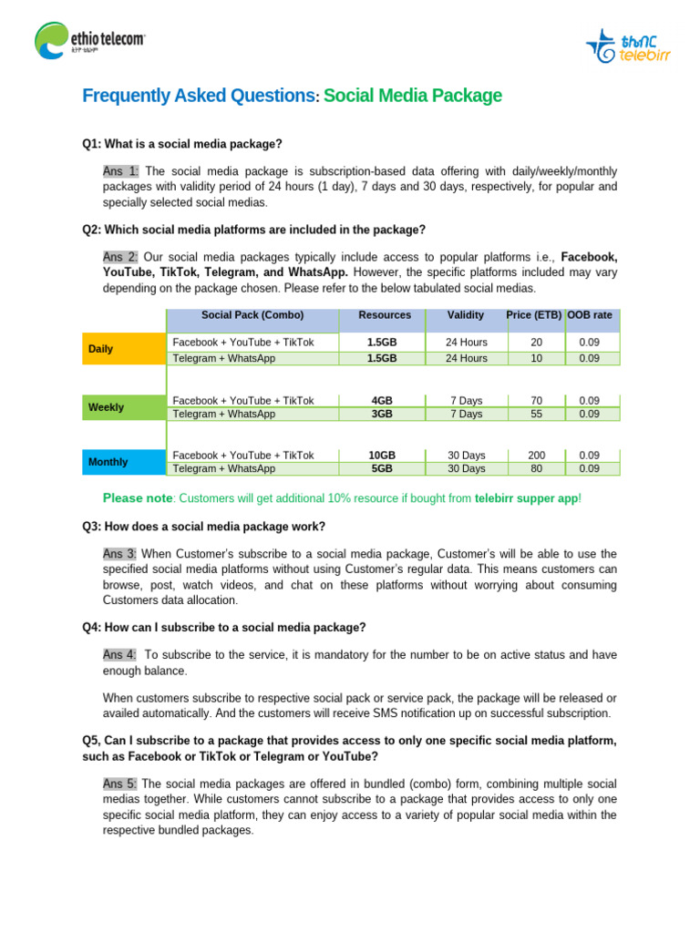 FAQ Social Media Package - v2 | PDF