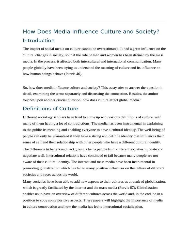 Relationship Between Media and Culture | PDF