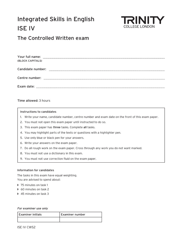 New Ise IV Sample Paper 2 | PDF