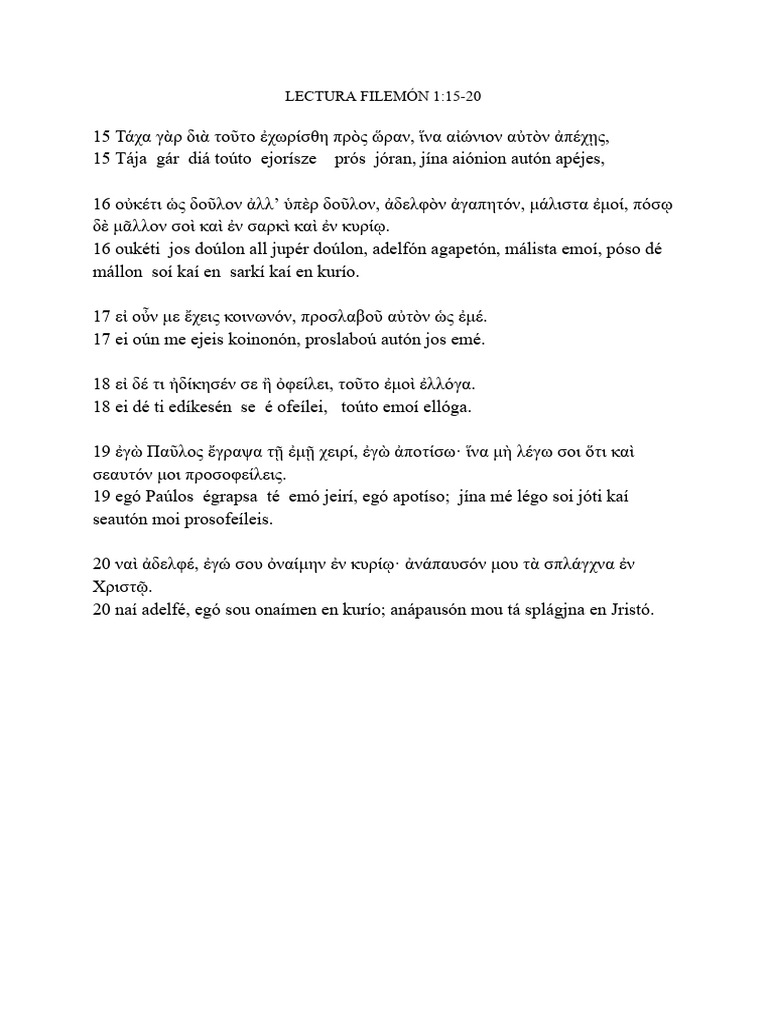 Lectura Filemón 1-15-20 3.3 | PDF