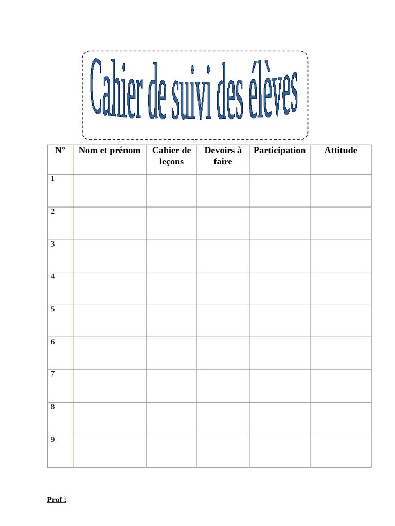 Cahier de Suivie Des Élèves-1 | PDF