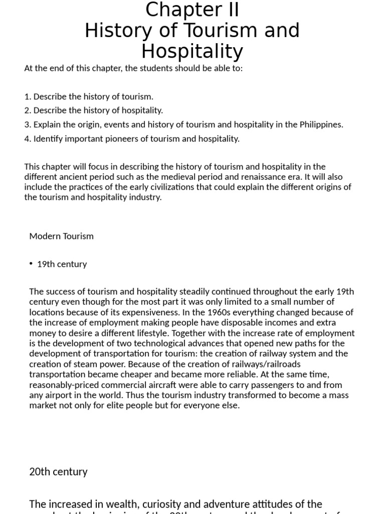 Chapter II History of Hospitality | PDF