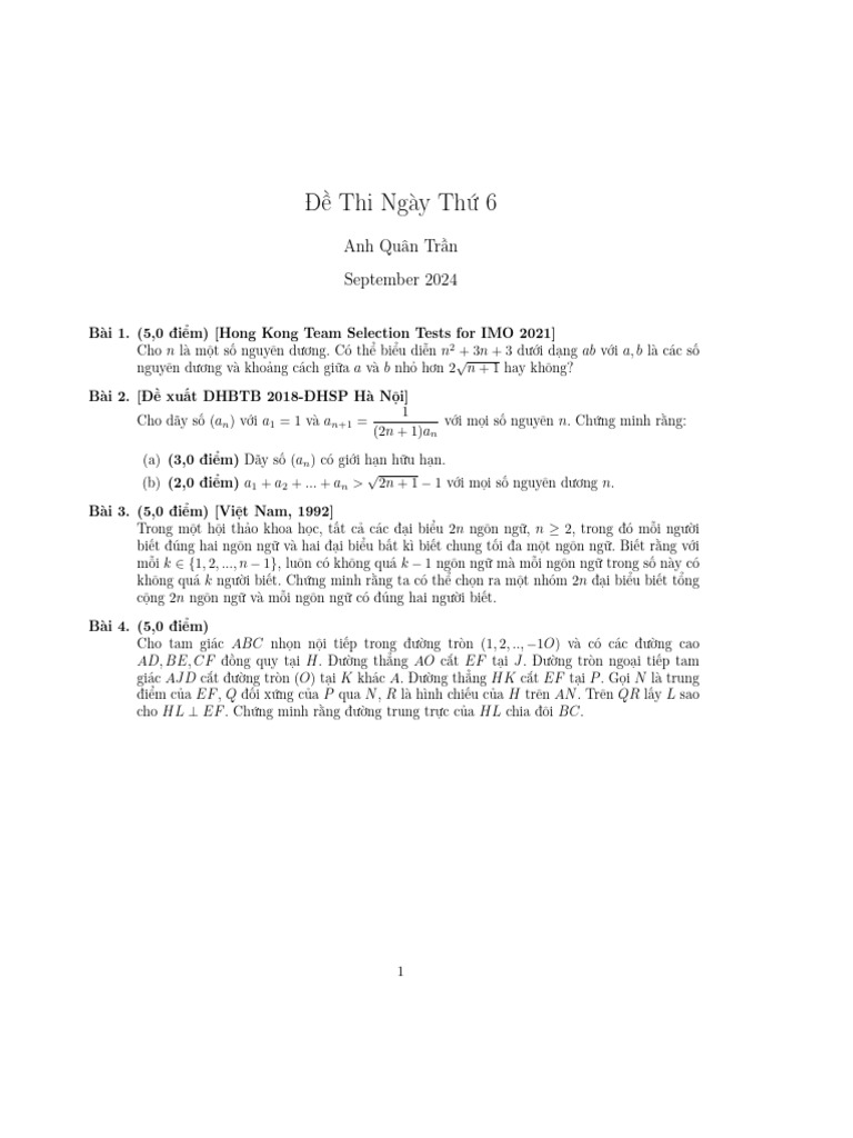 Đề Thi Thử VMO 6 | PDF