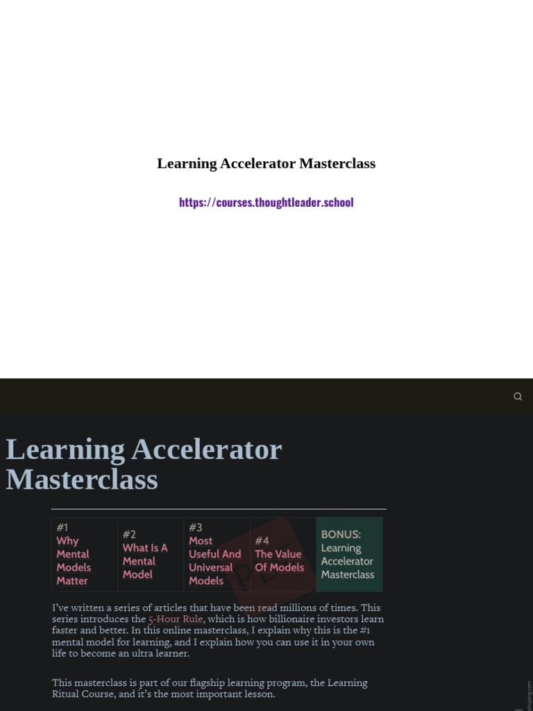 Learning Accelerator Masterclass | PDF