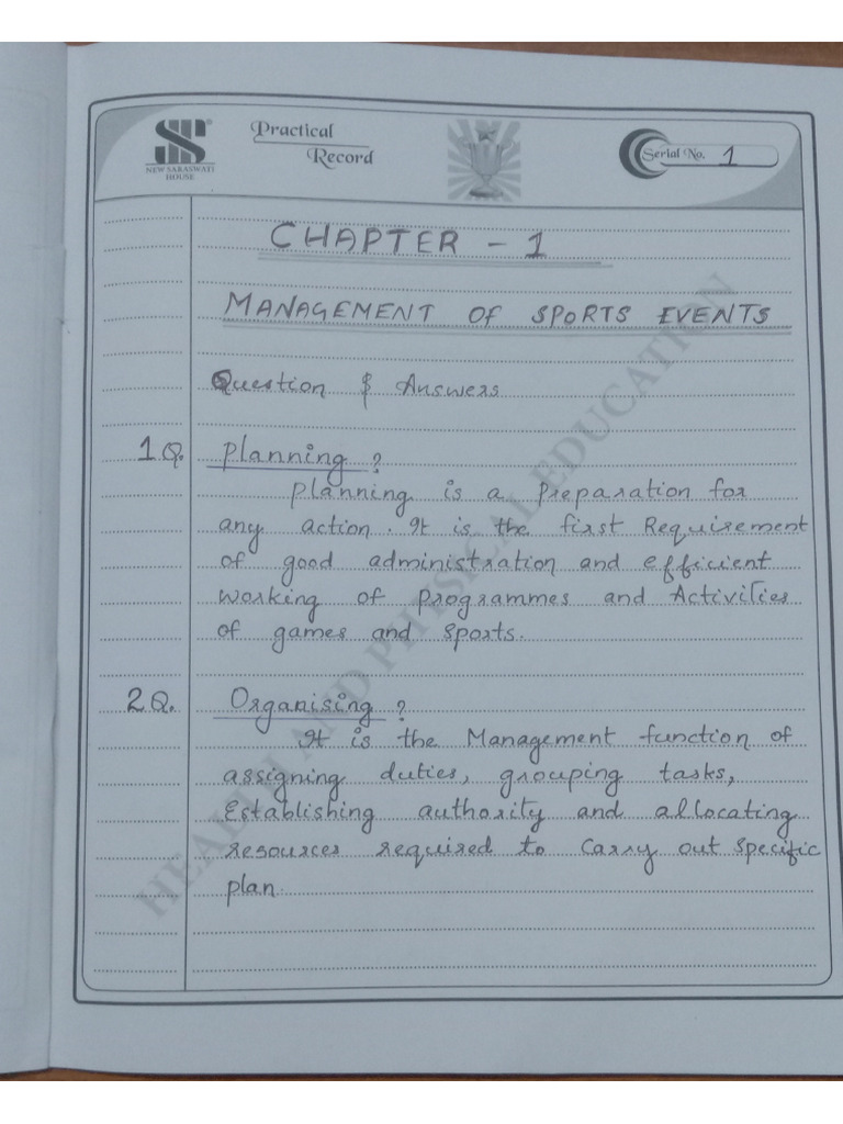 CHAPTER 1(MANAGEMENT OF SPORTS EVENTS) | PDF