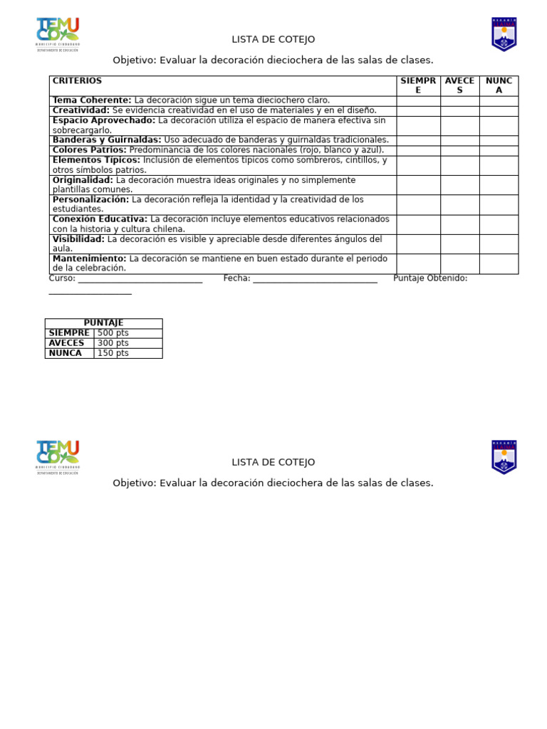 Lista de Cotejo | PDF