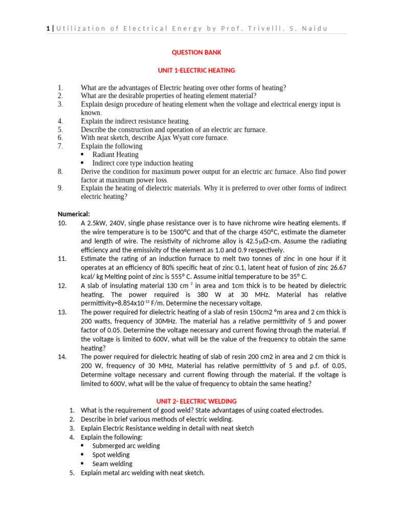 Question Bank UEE | PDF