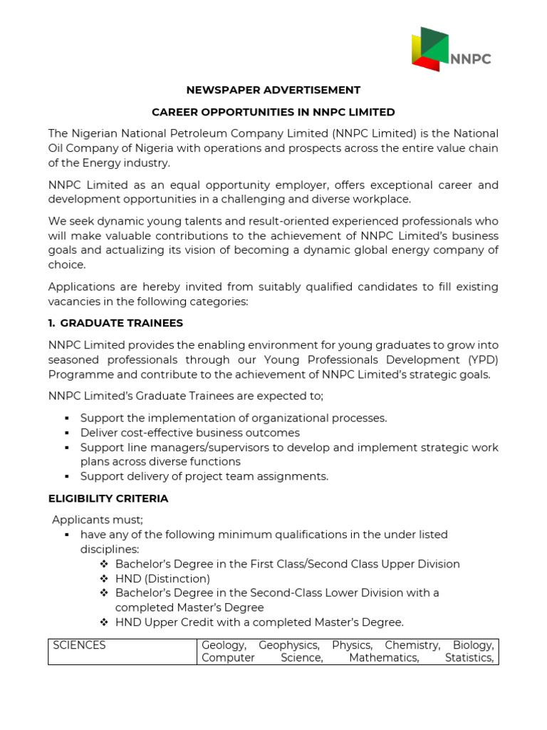 Sample Job Advertising for professionals | PDF