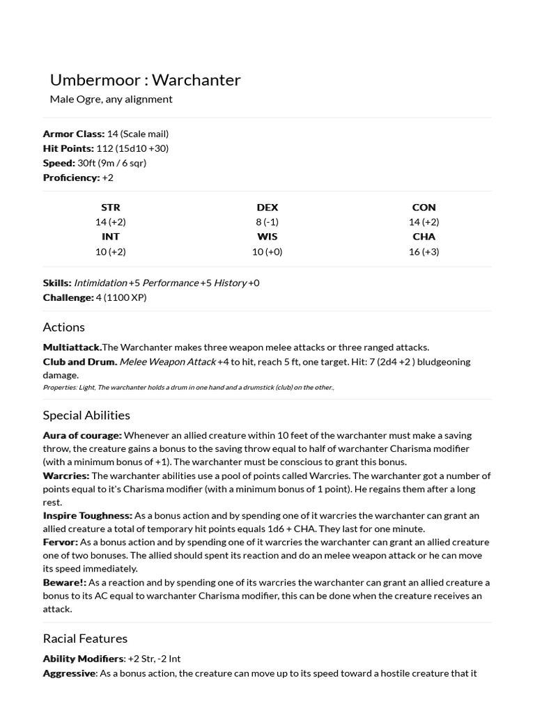 RPG Tinker - D&D 5e NPC Generator | PDF