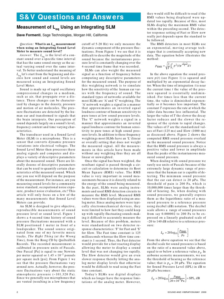 Understanding Leq Measurement in SLM | PDF | Decibel | Qualia