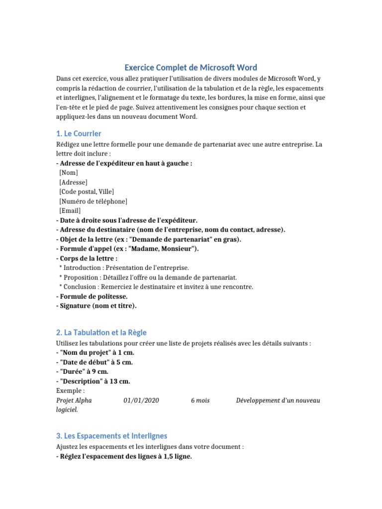 Exercice_Complet_Modules_Word | PDF