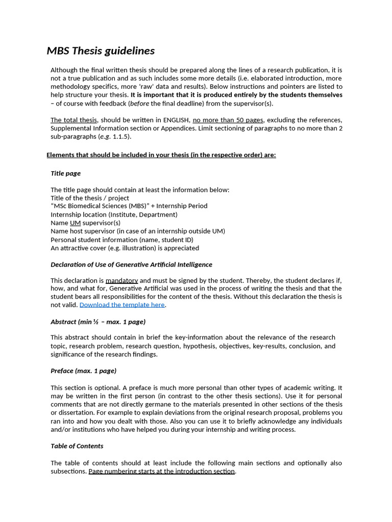 MBS Thesis Guidelines | PDF