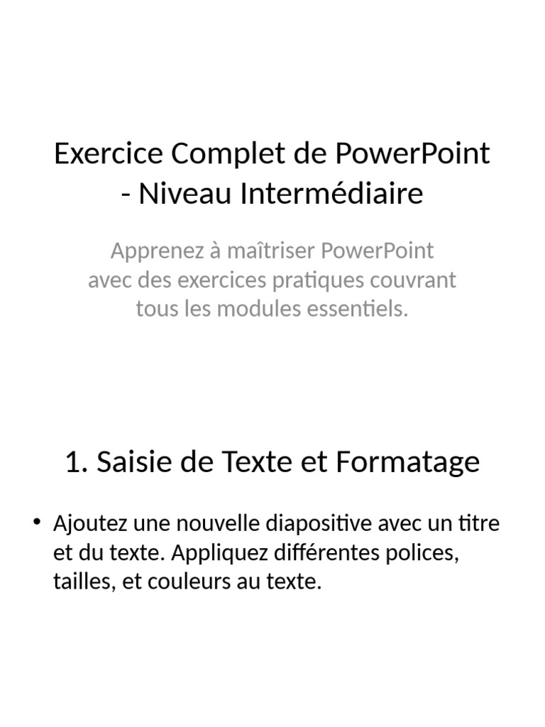 Exercice Complet PowerPoint Intermediaire | PDF