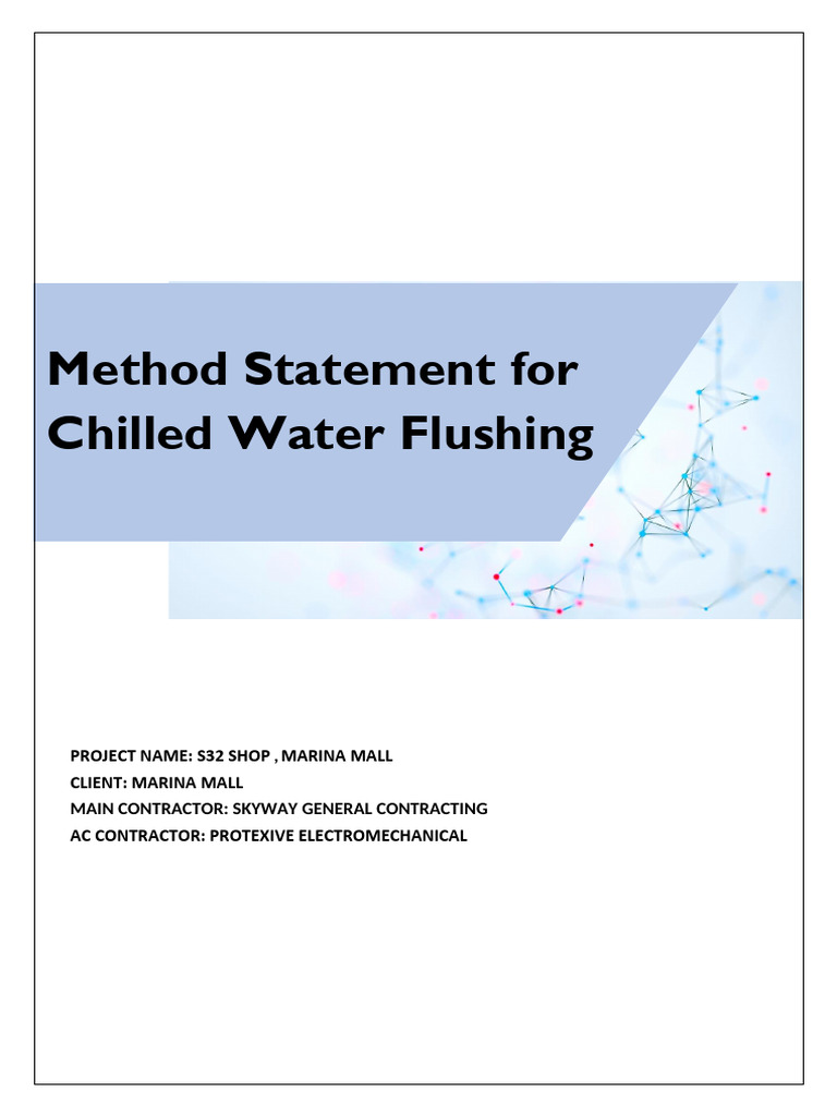Method Statement For Chilled Water Flushing | PDF