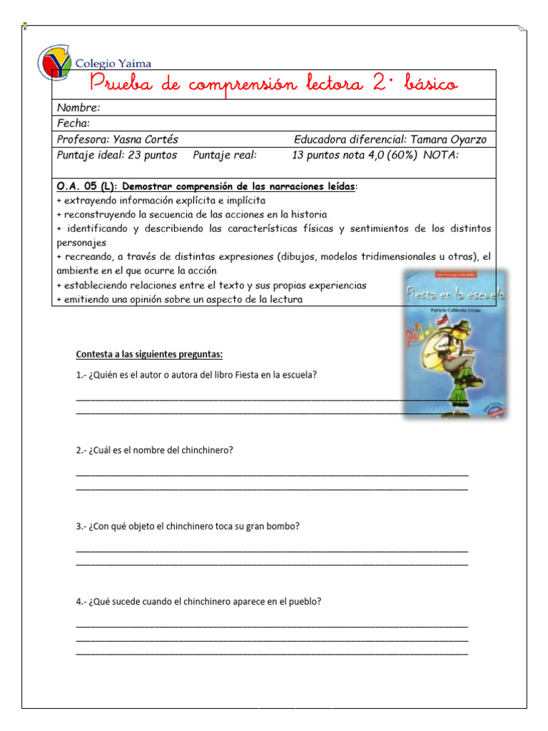 Prueba de Comprensión Lectora 6 de Diciembre | PDF