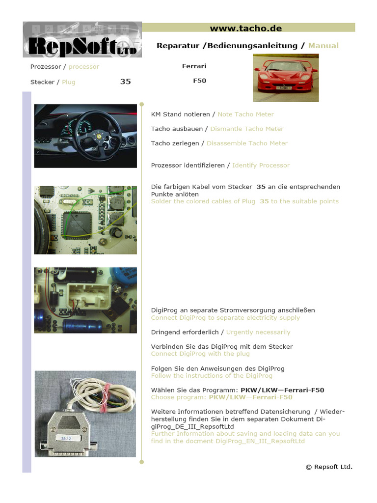 Ferrari F50 DE EN Proz 01 RepsoftLtd | PDF | Business | Technology ...