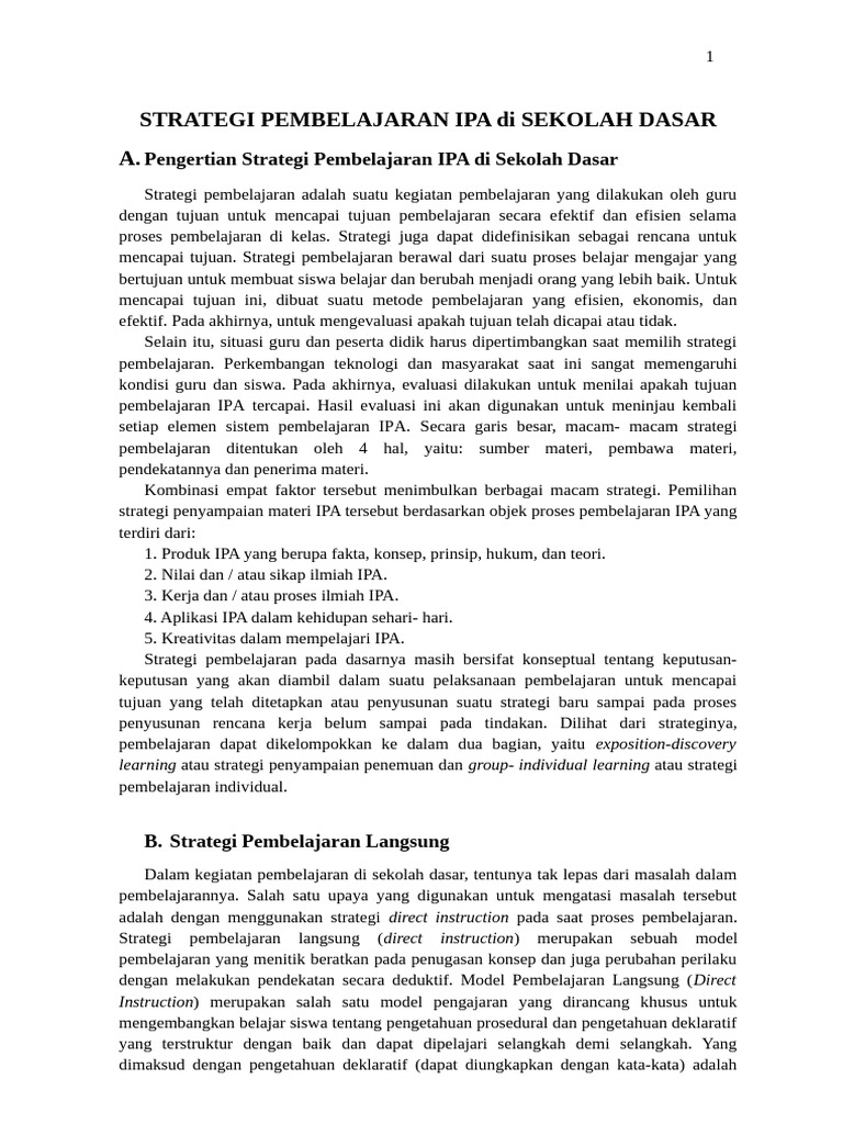 Kel 4 Strategi Pembelajaran IPA Di Sekolah Dasar | PDF