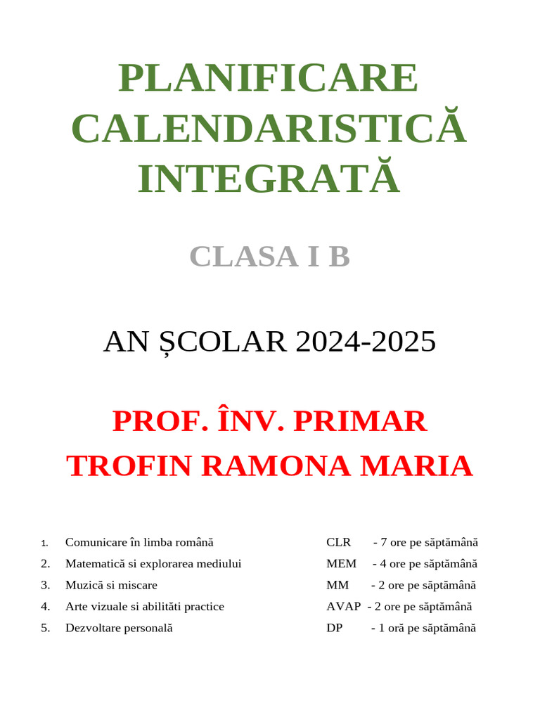 51 Planificare Calendaristica | PDF