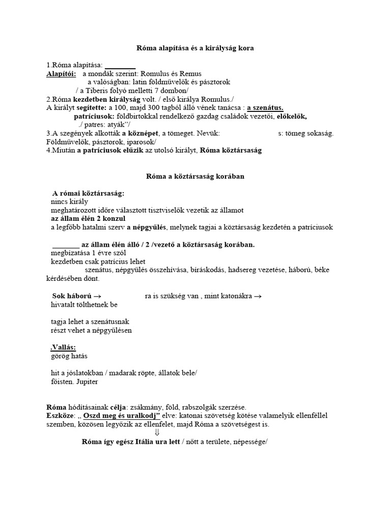 Róma Alapítása És A Királyság Kora | PDF
