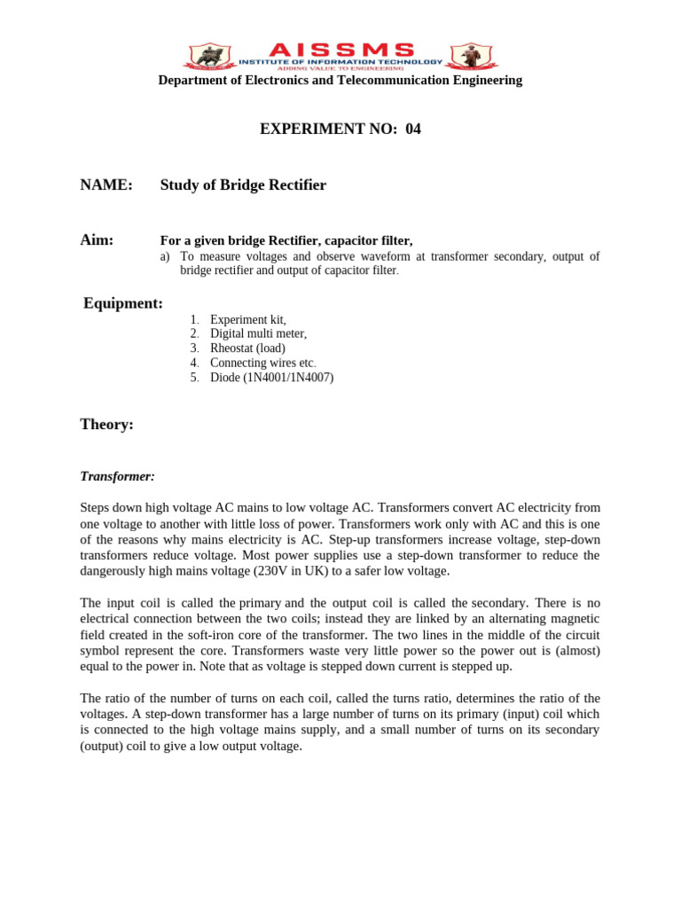 BXE Ex - No.4 Bridge Rectifier | PDF