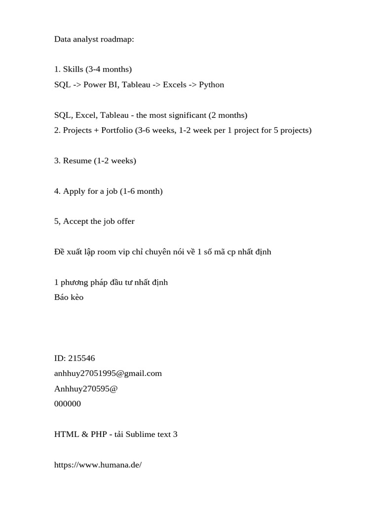 Data analyst roadmap note | PDF
