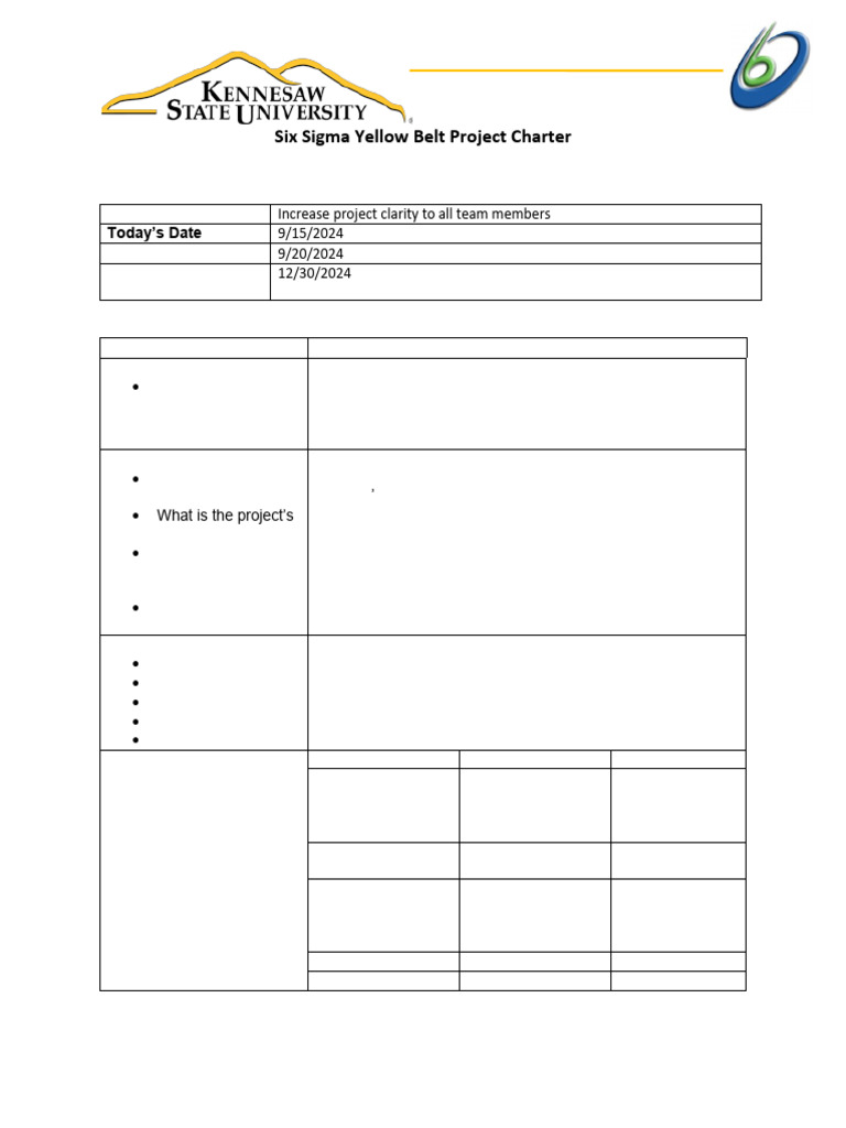 Six Sigma Yellow Belt Project | PDF
