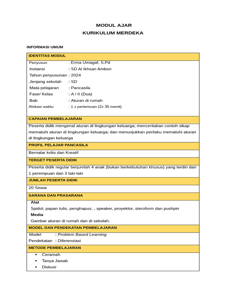 MODUL AJAR Ibu Ema | PDF
