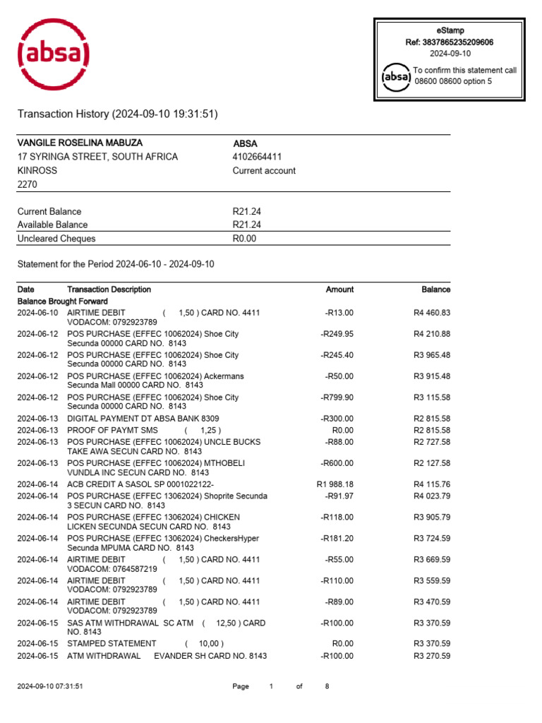 VANGILE ROSELINA MABUZA - 2024-06-10 - 2024-09-10 - Stamped | PDF