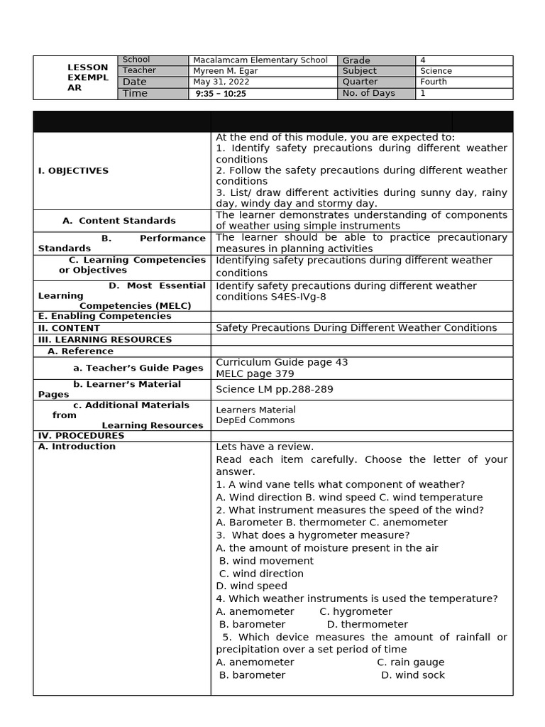 May 31- LESSON EXEMPLAR-SCIENCE | PDF