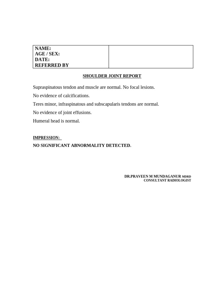 Normal Shoulder | PDF