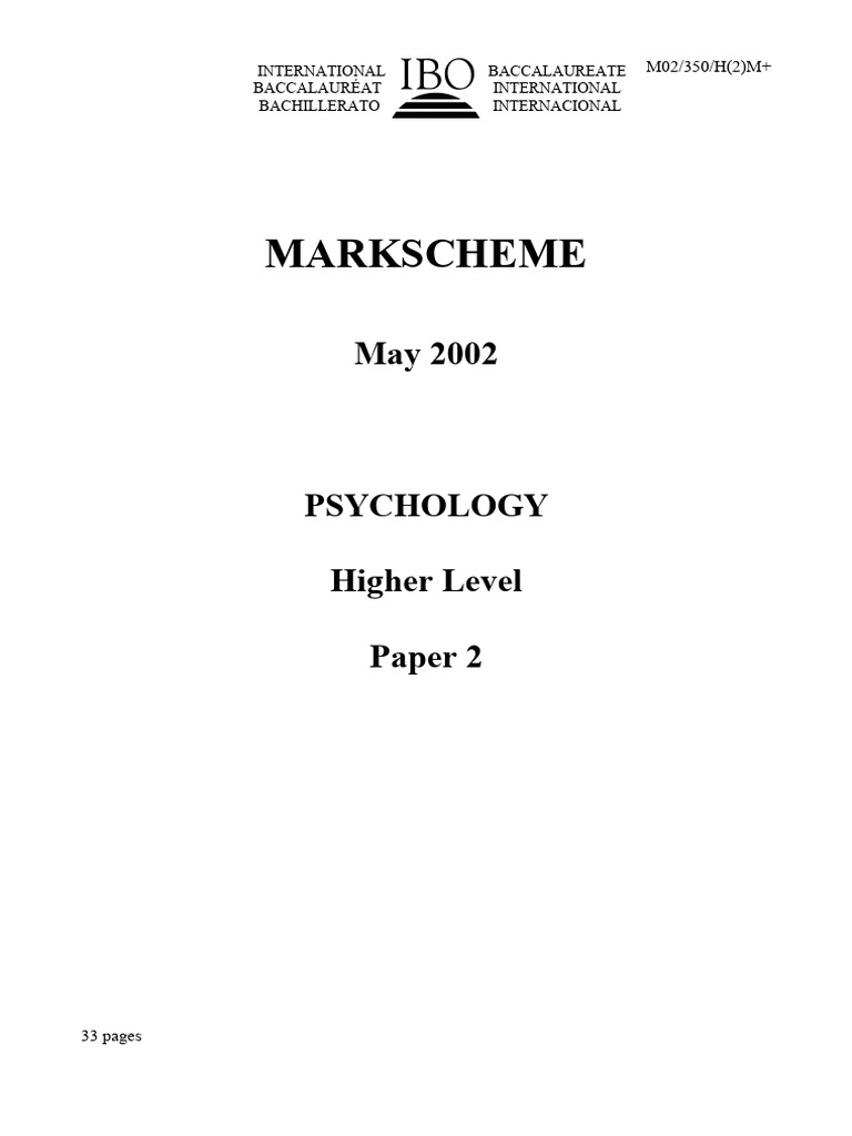 Psychology Paper 2 HL Markscheme | PDF