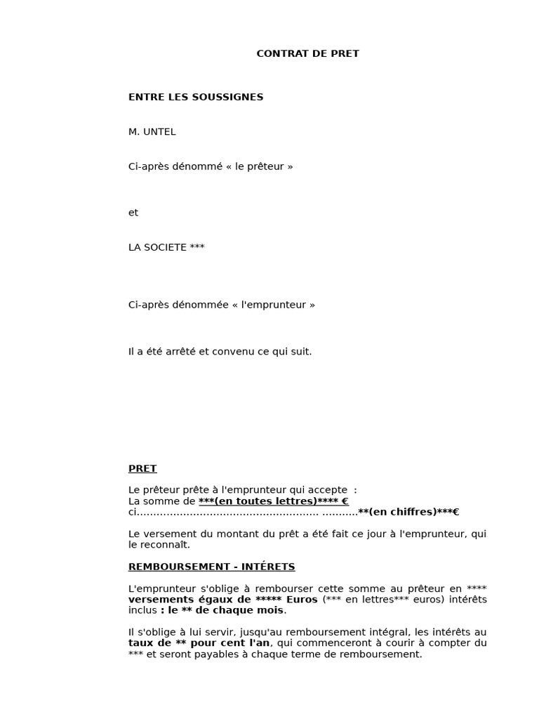 Contrat de Pret Mini | PDF