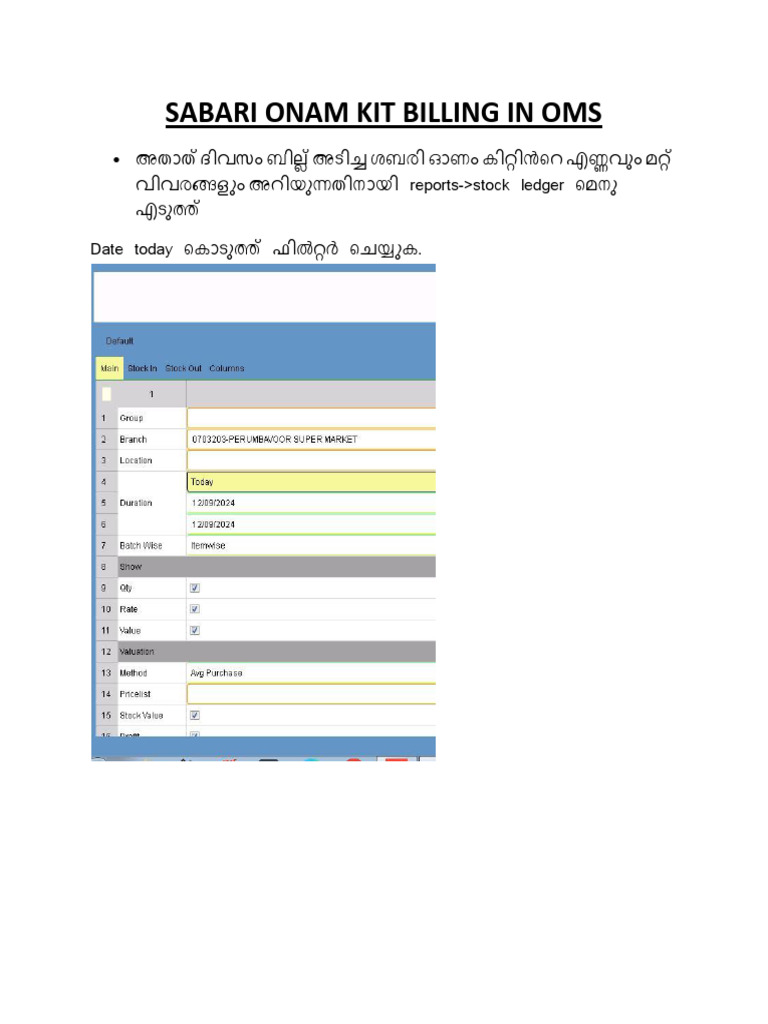 Sabari Onam Kit Billing in Oms | PDF