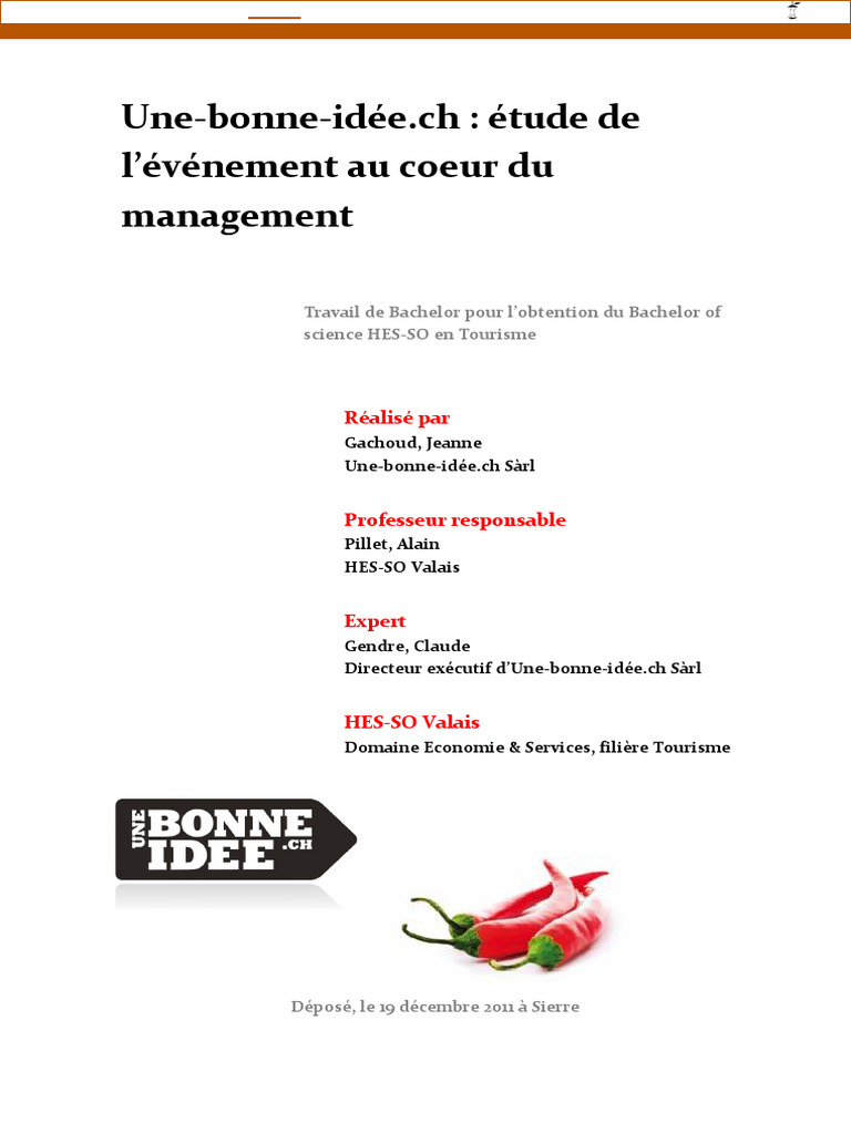 Une-Bonne-Idée - CH: Étude de L'événement Au Coeur Du Management | PDF