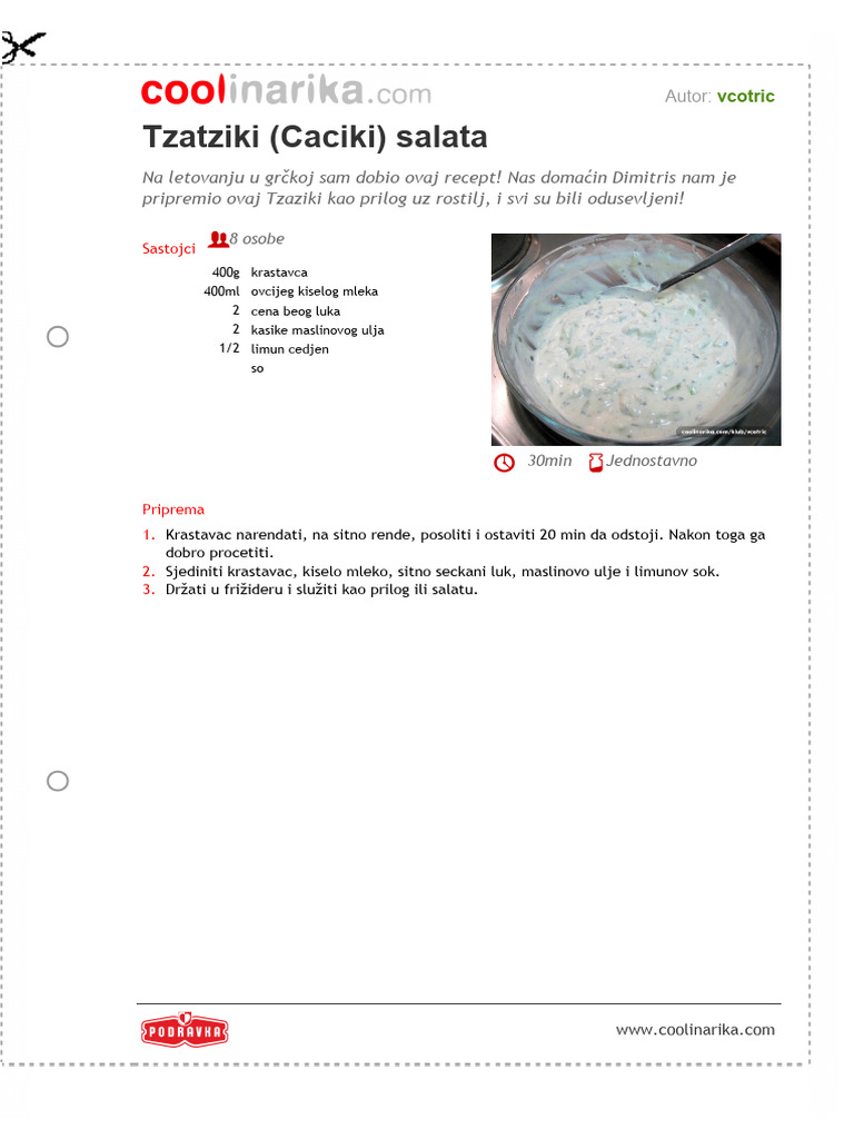 Tzatziki Caciki Salata | PDF