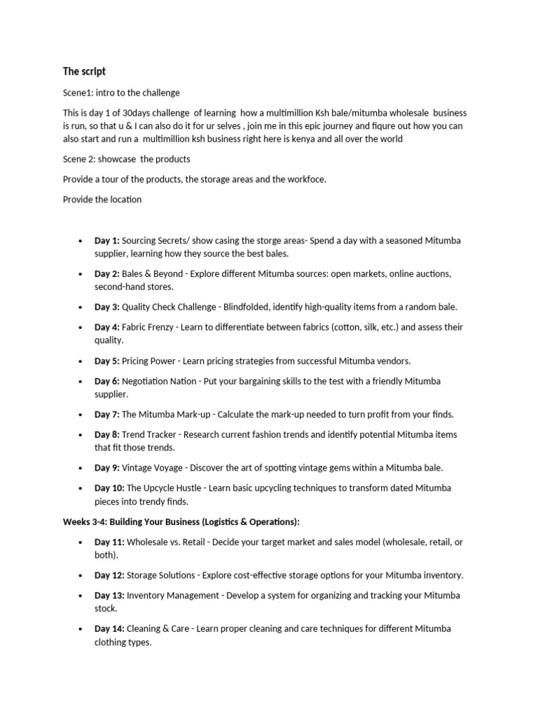 The Script, The Challenge 30 Days | PDF | Brand | Inventory
